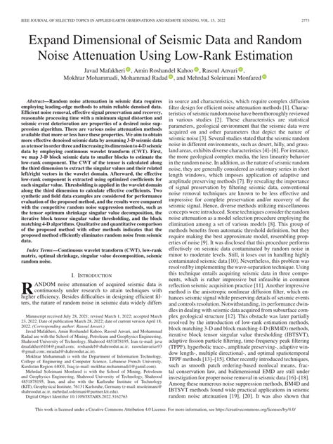Pdf Expand Dimensional Of Seismic Data And Random Noise Attenuation