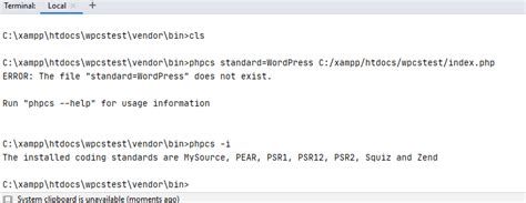 php phpstorm and codesniffer do not recognize wpcs stack overflow