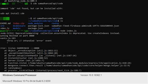 node js unable to run node api on ubuntu aws stack
