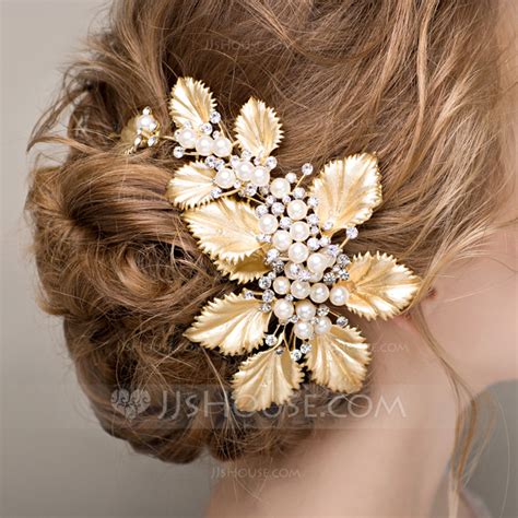 Ladies Nice Rhinestone Alloy Imitation Pearls Flowers And Feathers