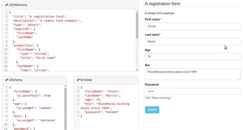 json schema form playground menalmeida