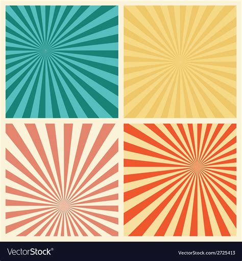 Sunburst Retro Textured Grunge Background Set Vector Image