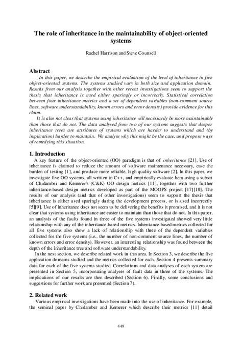 pdf the role of inheritance in the maintainability of