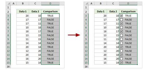 how to convert true false to checkbox in excel