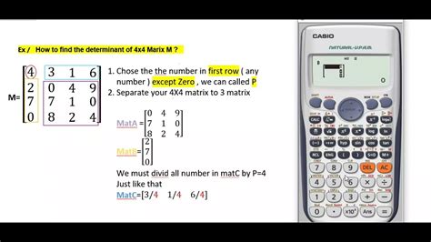 How To Find The 4x4 Matrix Determinant By Calculator Casio 991 Es Plus