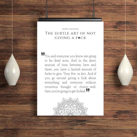The Subtle Art Of Not Giving A F Ck Mark Manson Quote Etsy