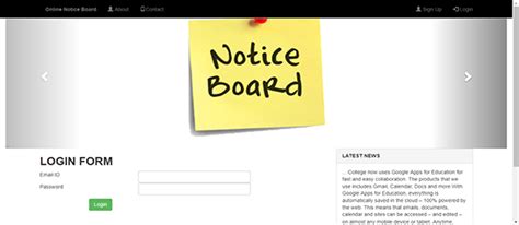 online notice board using php with source code source code project