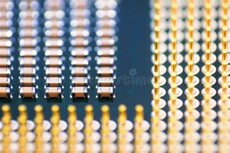 Cpu Gold Pins And Chip Microchip Processor Legs Computer Component