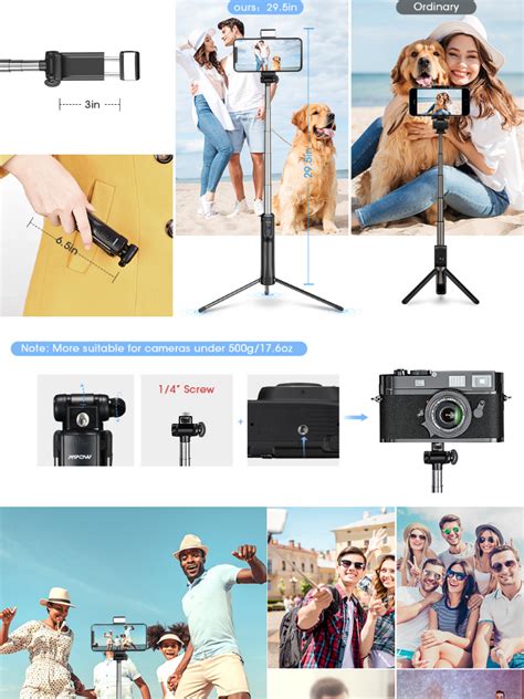 Mpow Selfie Stick Tripod 3 In 1 Extendable Selfie Stick Monopod With