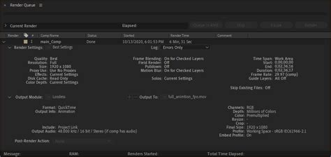 After Effects Render Settings