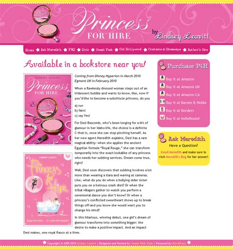 website design for princess for hire swank web design