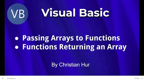 visual basic programming passing arrays to functions and functions