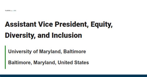 Assistant Vice President Equity Diversity And Inclusion Job With
