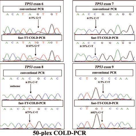 Sanger Sequencing After 50 Plex Fast Tt Cold Pcr Or Conventional