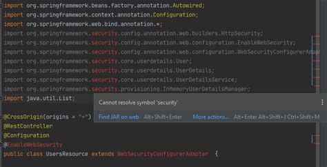 spring cannot find symbol websecurityconfigureradapter stack overflow