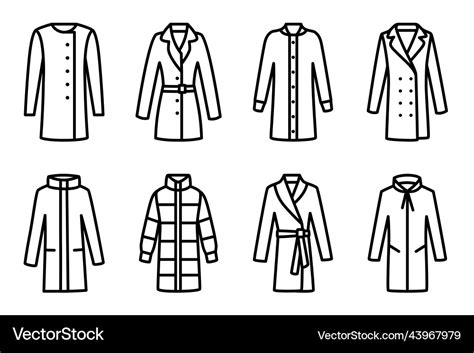 Set Of Fashion Women Outerwear Line Icons Vector Image