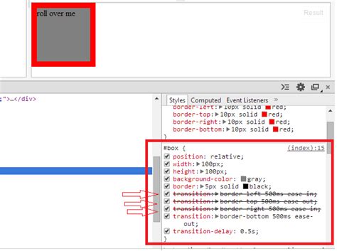 html css transitioning different parts of a border in a staggered