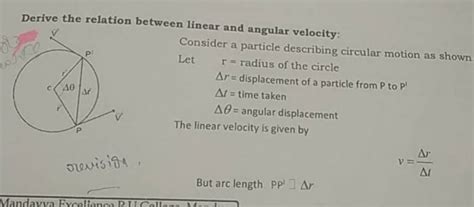 Derive The Relation Between Linear And Angular Velocity Revisinaconside