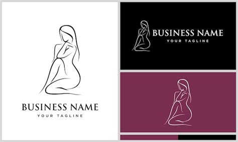 Line Art Frauen Sexy Logo Premium Vektor