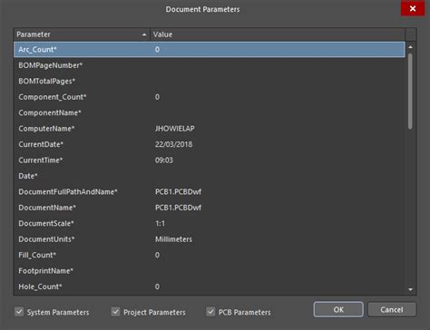 document parameters altium designer 20 0 user manual documentation
