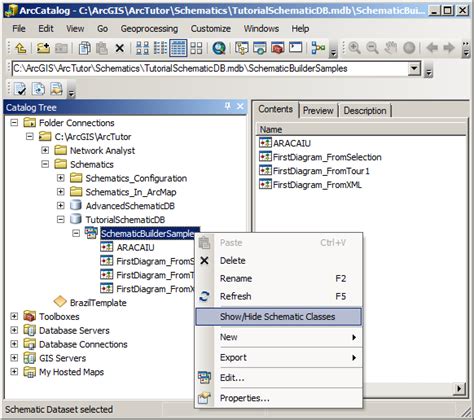 specifying the schematic diagram template spatial reference—arcmap