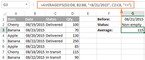 excel average averageif and averageifs functions to calculate mean
