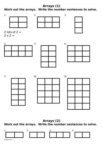 arrays multiplication drawing a grid and writing number sentences