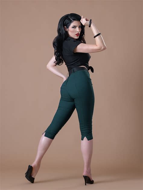 Love Your Curves Belted Capri Green Rockin Bettie