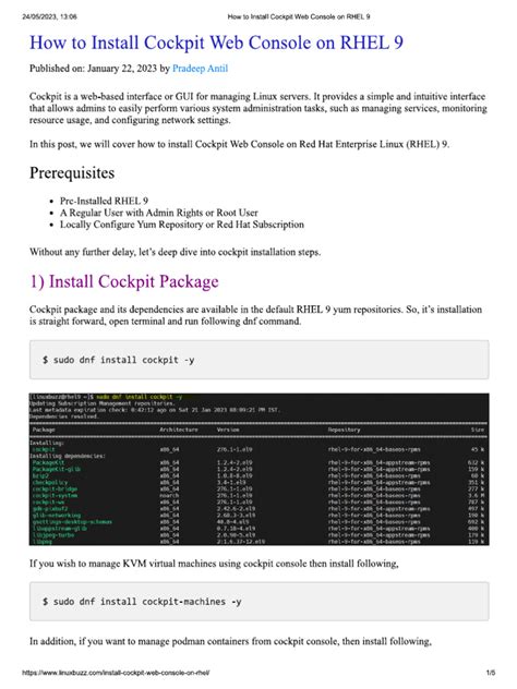How To Install Cockpit Web Console On Rhel 9 Pdf