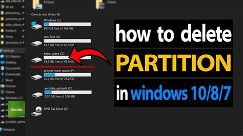 How To Delete Drive Partition In Windows 10 8 7 Tecwala Youtube