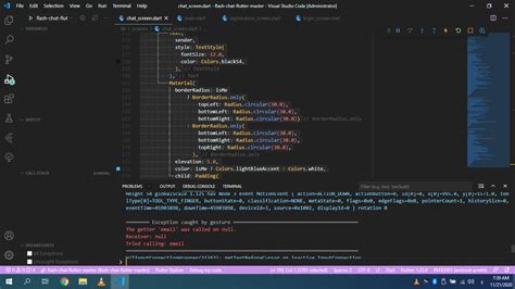 firebase the getter email was called on null receiver null tried