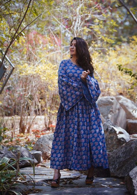 Get Ajrak Print Bell Sleeves Maxi Dress At ₹ 2099 Lbb Shop