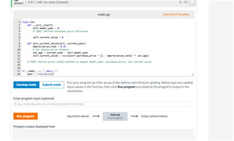 [solved] activity 8 9 1 lab car value classes 0 10 main py load