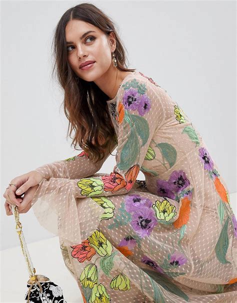 Asos Edition Embroidered Floral Maxi Dress Asos Floral Maxi Dress