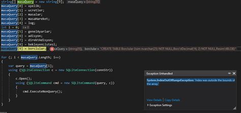 c systemdexoutofrangeexception index was outside the bounds of