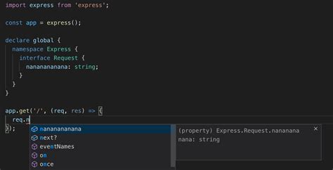typescript confusion how to extend express `request` with custom and