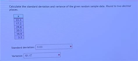 Solved Calculate The Standard Deviation And Variance Of The