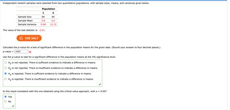 Solved Independent Random Samples Were Selected From Two
