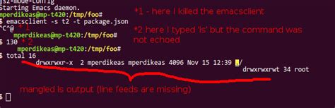 emacs daemon mangled terminal output after failing emacsclient