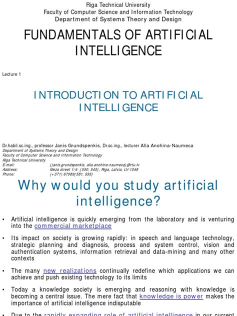 fundamentals of artificial intelligence artificial intelligence