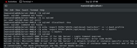 install sqlcmd and bcp for sql server on redhat linux