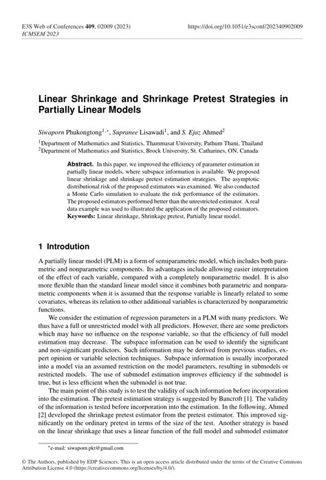 Pdf Linear Shrinkage And Shrinkage Pretest Strategies In Partially