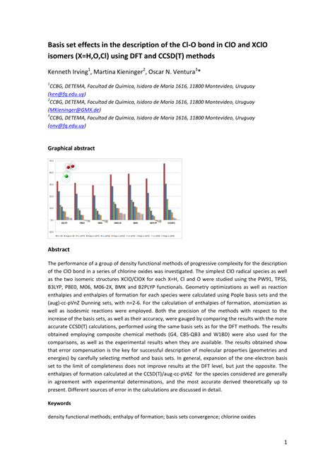 Pdf Basis Set Effects In The Description Of The Cl O Bond In Clo And