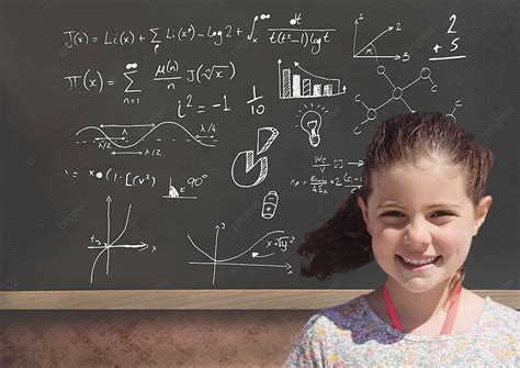 Persamaan Matematika Di Papan Tulis Dengan Gadis Foto Latar Belakang