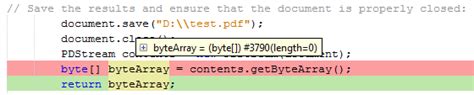 java pdfbox to byte array length 0 stack overflow