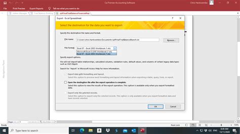 solved how to export a report from ms access 2016 to excel 2016
