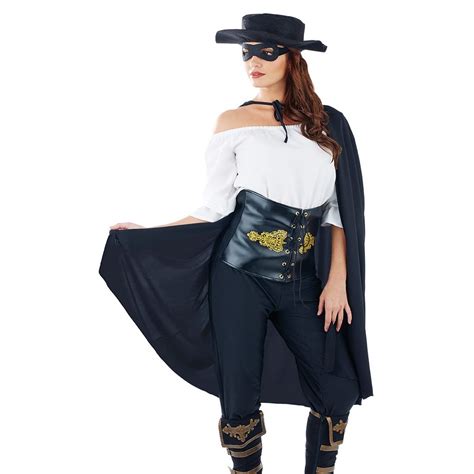 Fun Shack Lady Zorro Costume Mask Hat Womens Mexican Bandit Fancy Dress