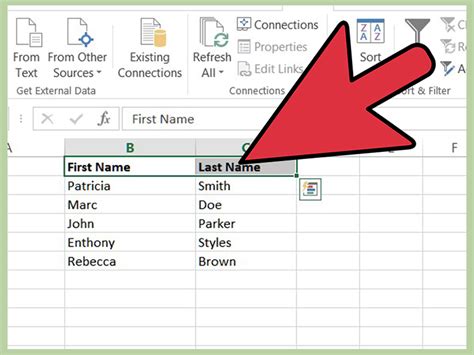 how to separate first names and last names into separate