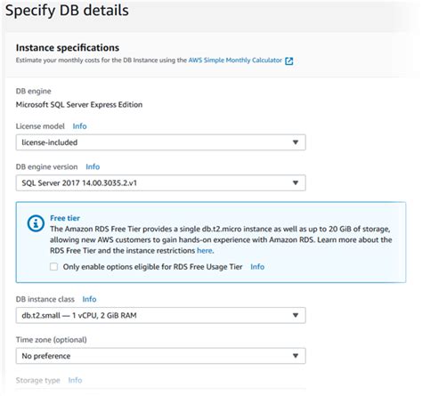 creating a microsoft sql server db instance and connecting to a db