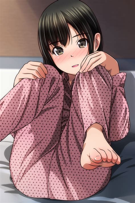 Matsunaga Kouyou Original Highres 1girl Barefoot Black Hair Blush